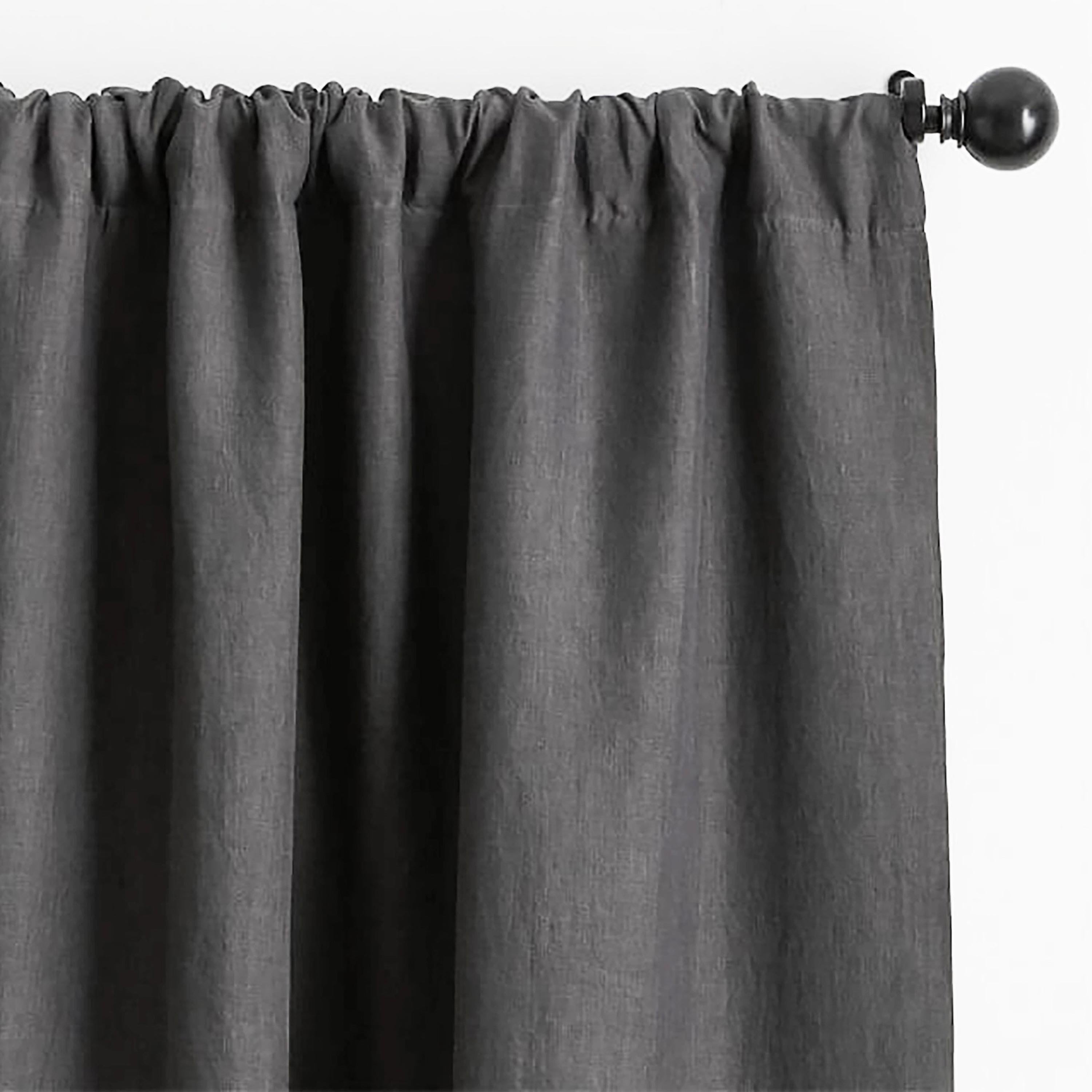 Dark Gray Linen Curtains, Linen Blackout Curtains, Linen Panels