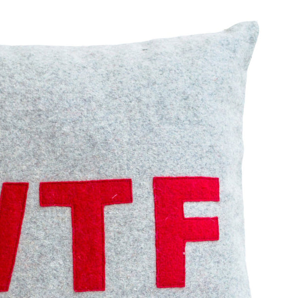 Buy handmade gray red felt pillow covers with personalized message