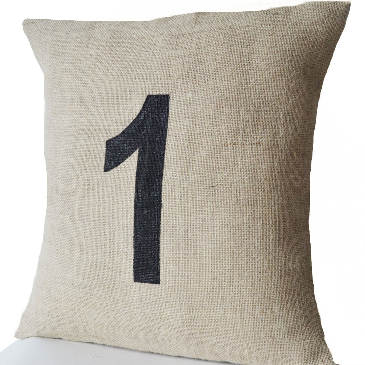 Shop online for handmade burlap pillow cover with hand painted numbers
