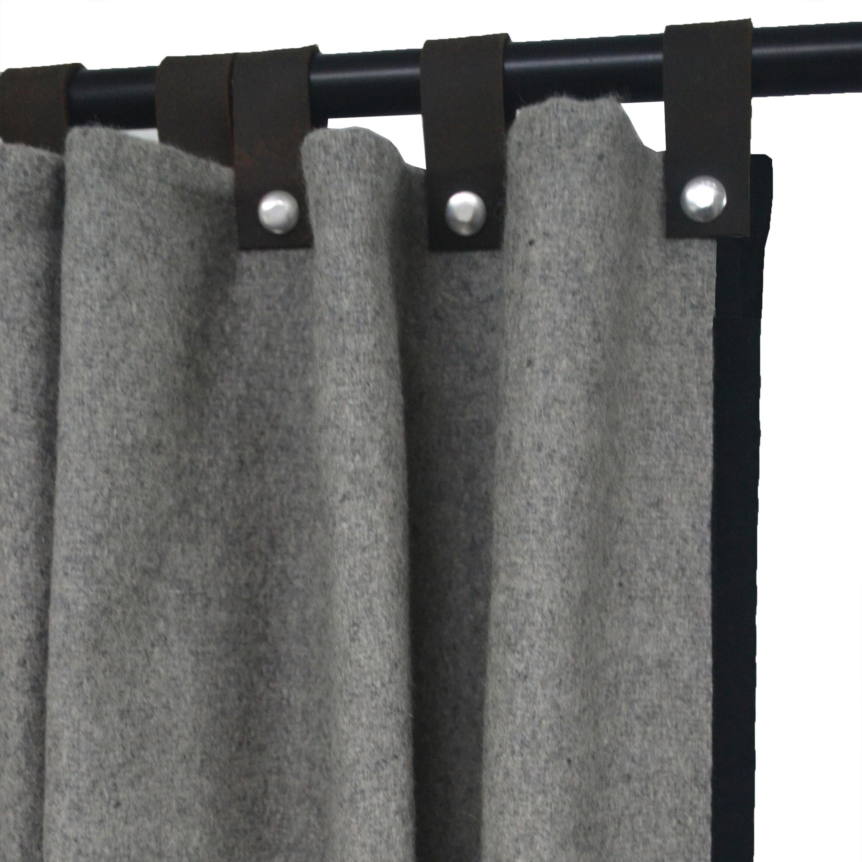 Wool Felt Curtains Finished with Trim, gray curtain, handmade curtains