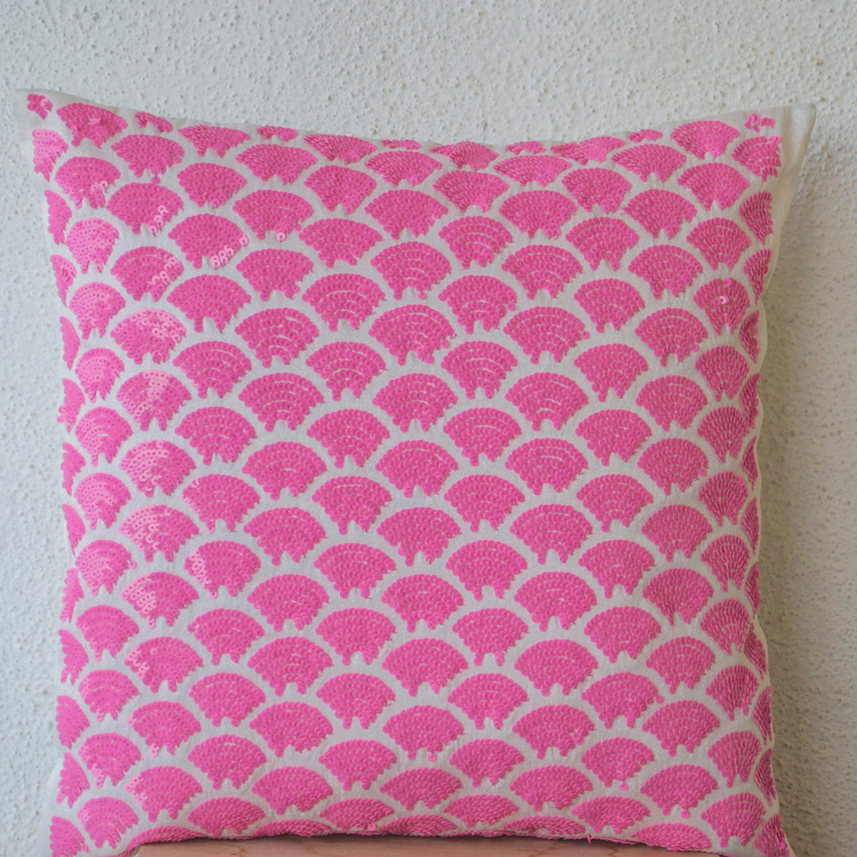 Shop online for handmade pink pillows with sequin and embroidery