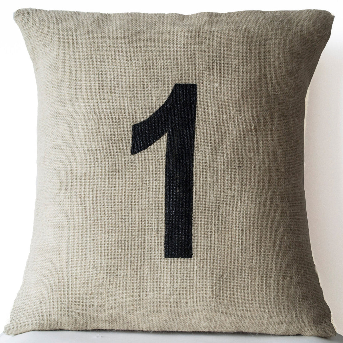 Shop online for handmade burlap pillow cover with hand painted numbers
