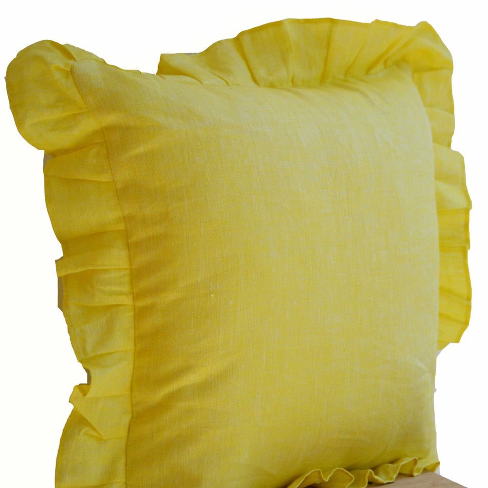 Shop online for handmade sunshine yellow throw pillows with ruffles
