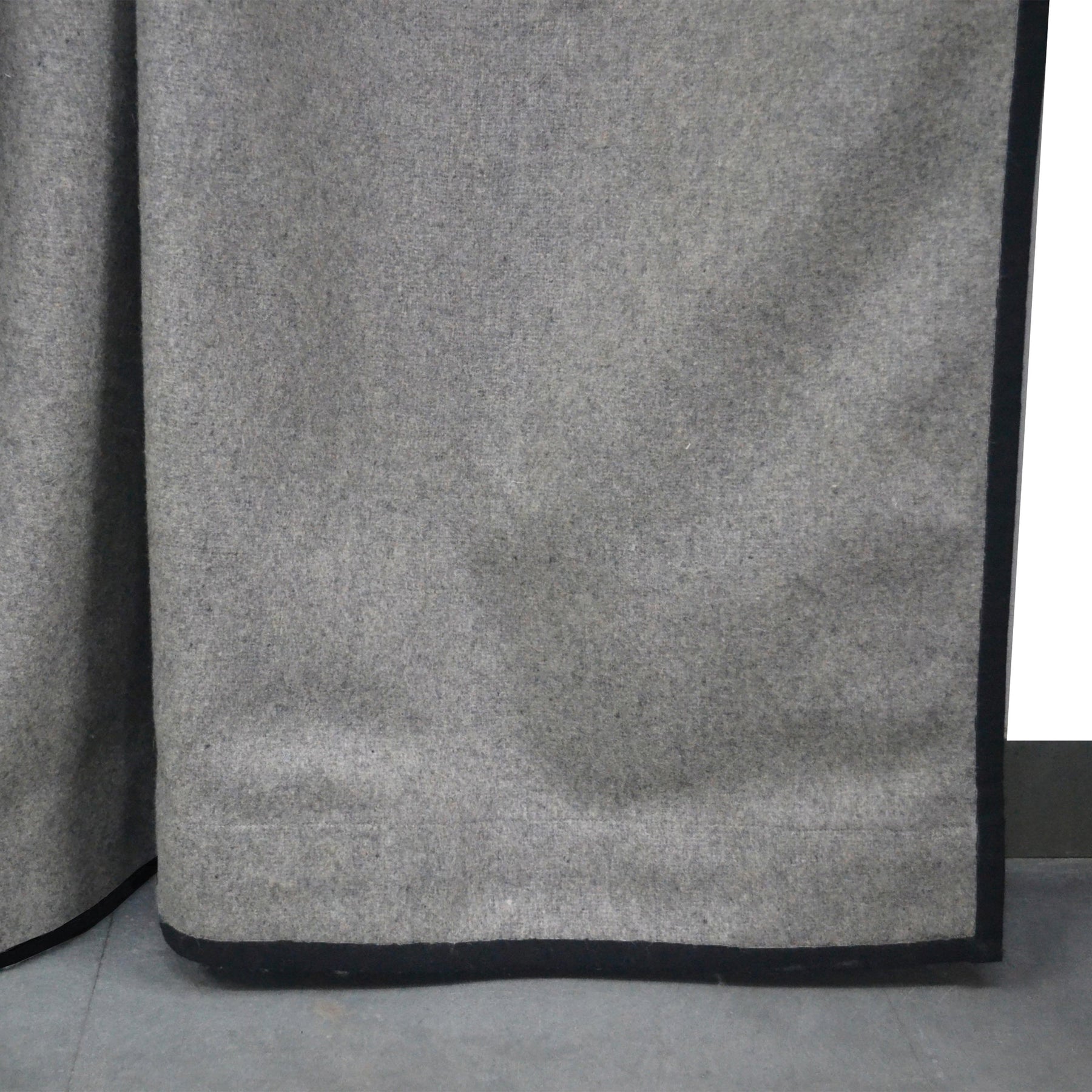Wool Felt Curtains Finished with Trim, gray curtain, handmade curtains