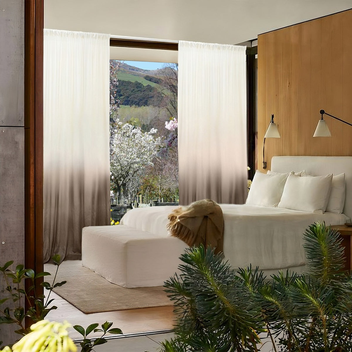 Blue Ombre Linen Curtain, Custom Curtains Drapes, Window Curtains