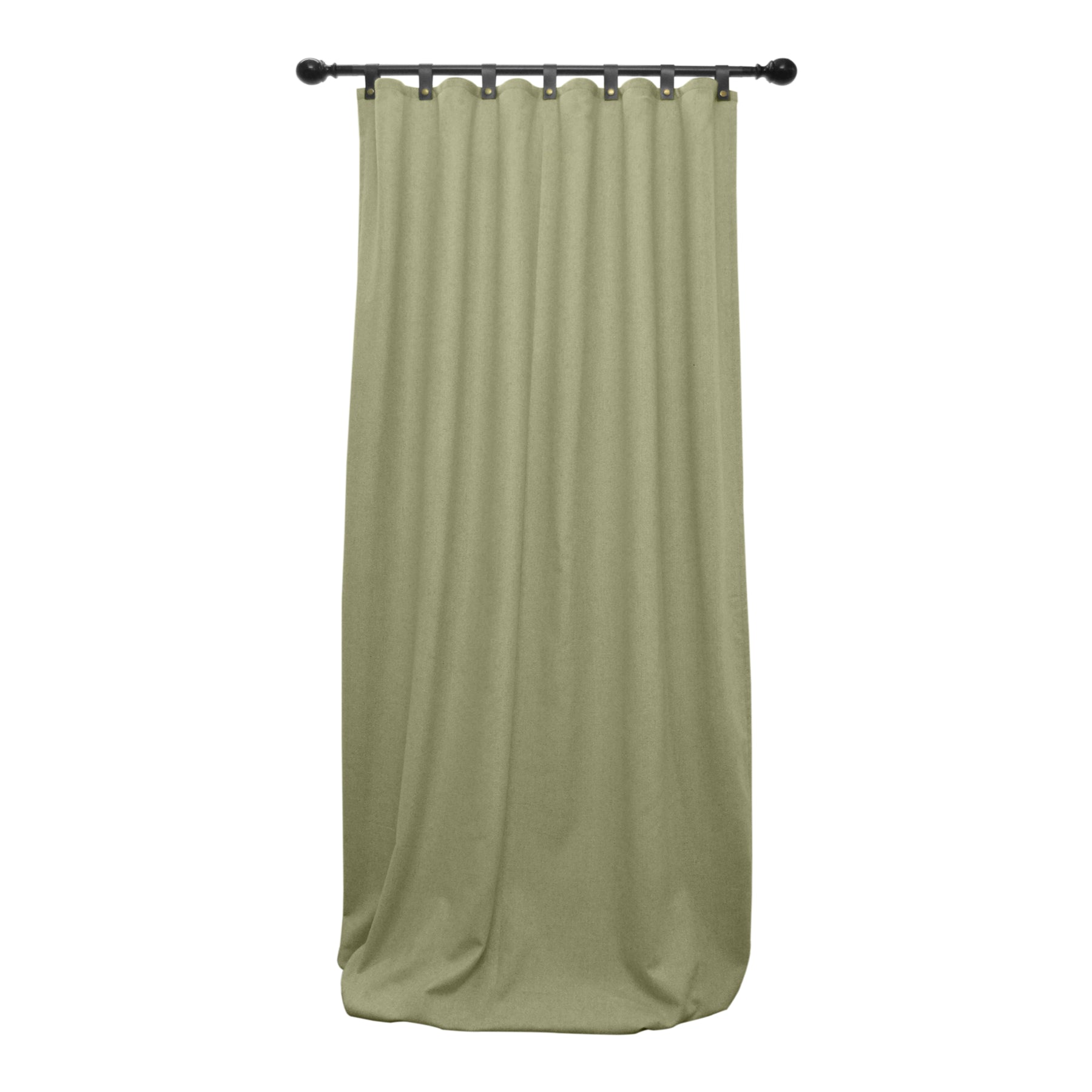 Pistachio Green Chevron Wool Curtains with Leather Tabs, Custom Drapes