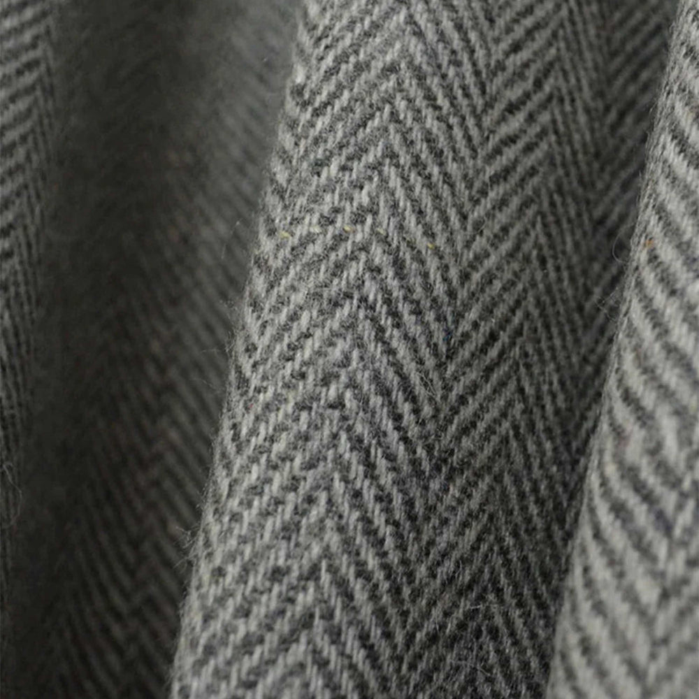 Leather Tab Gray Chevron Wool Curtain, Living Curtains