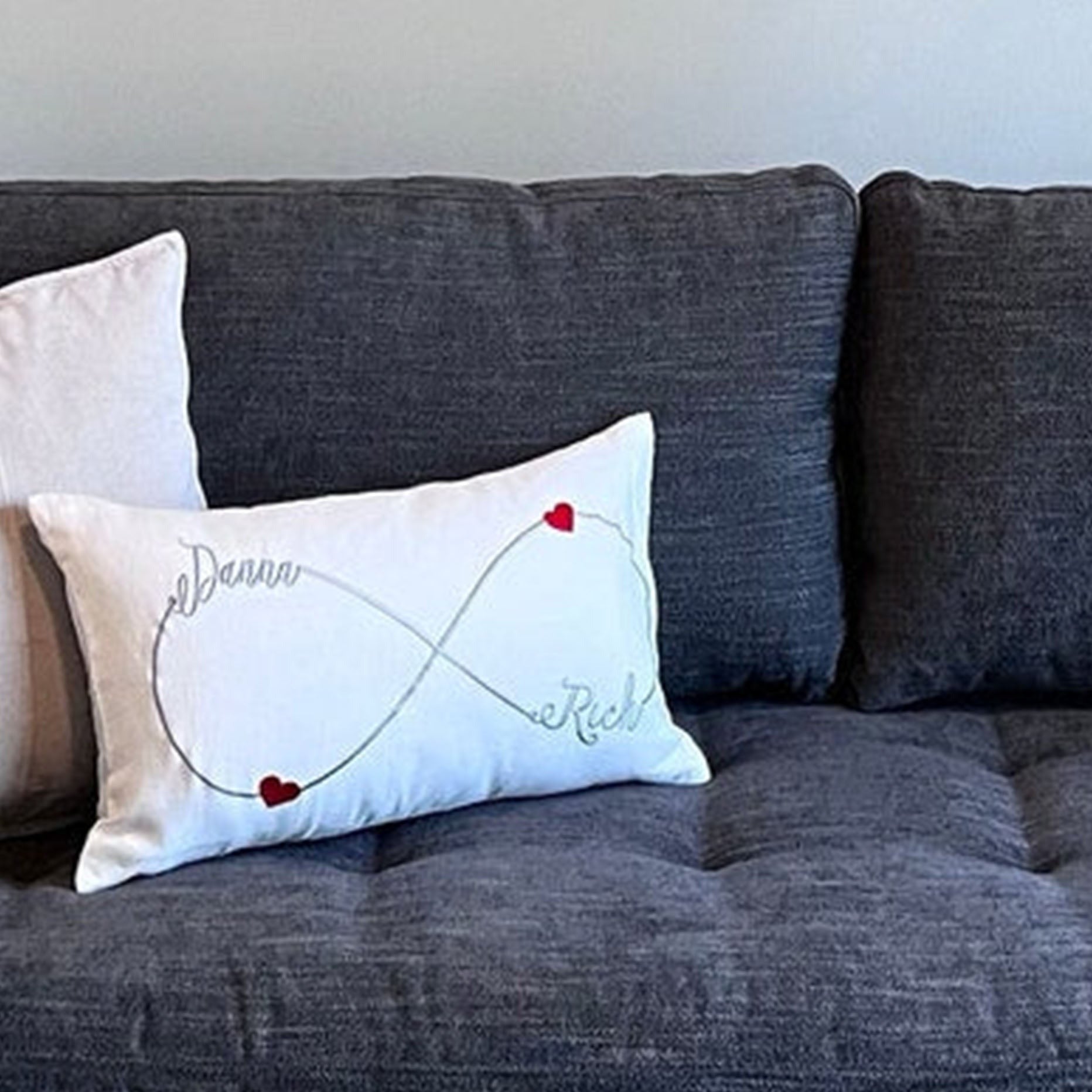 Couples Infinity Pillow, Personalized Pillow, Linen Throw Pillow