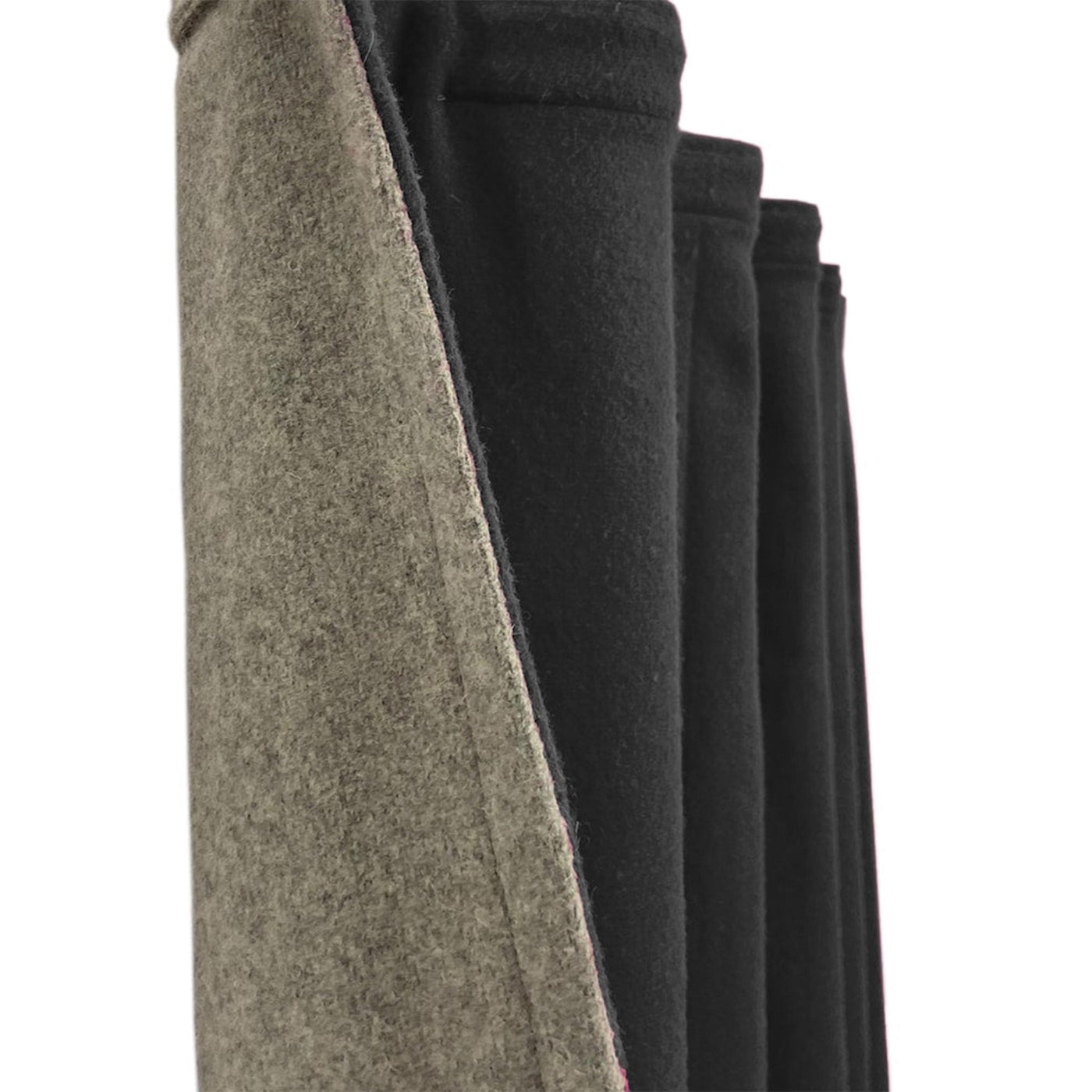Custom made wool felt curtains that cut draft, sound and light