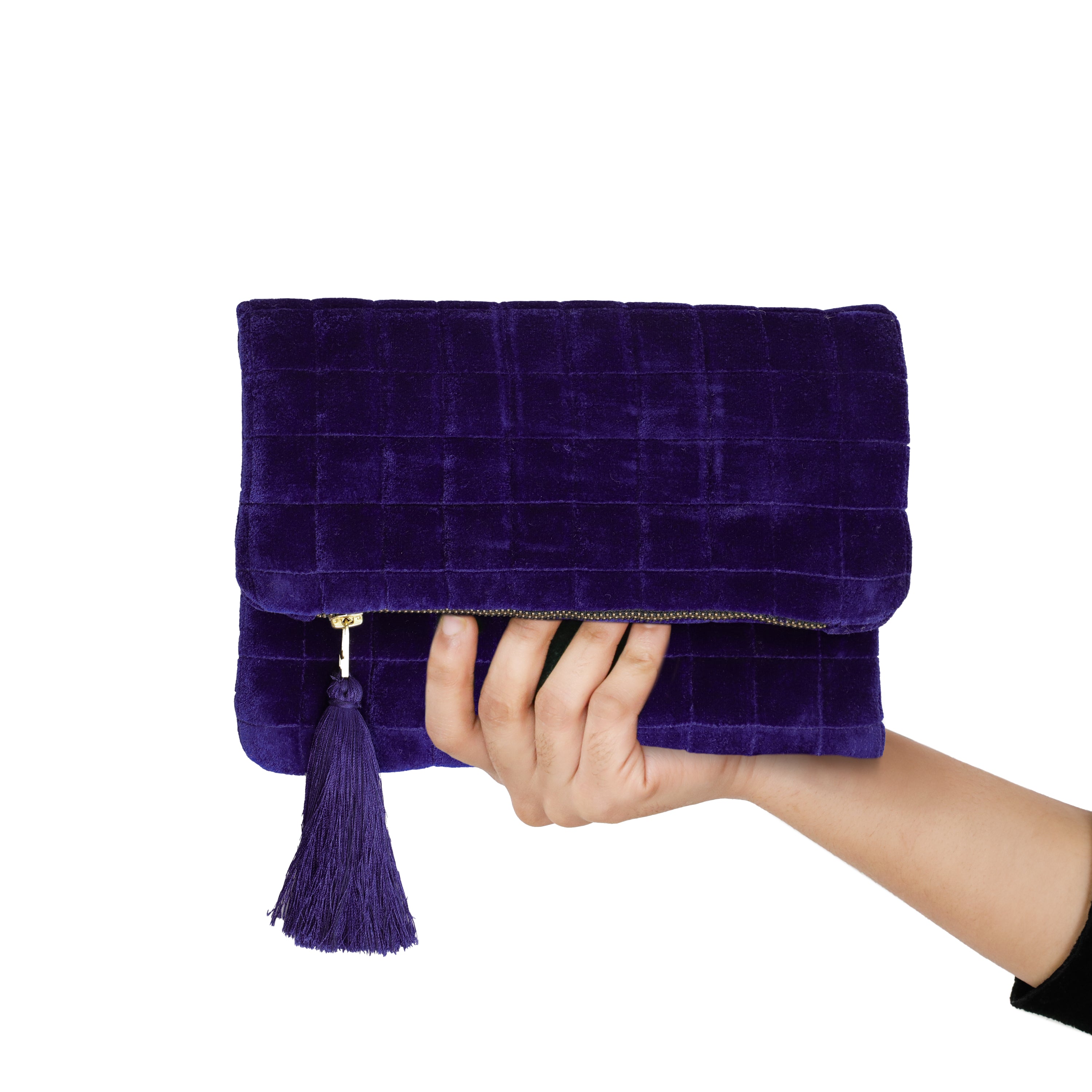 Velvet Fold Over Clutch, Tassel clutch, Evening Bag, Bridesmaid clutch
