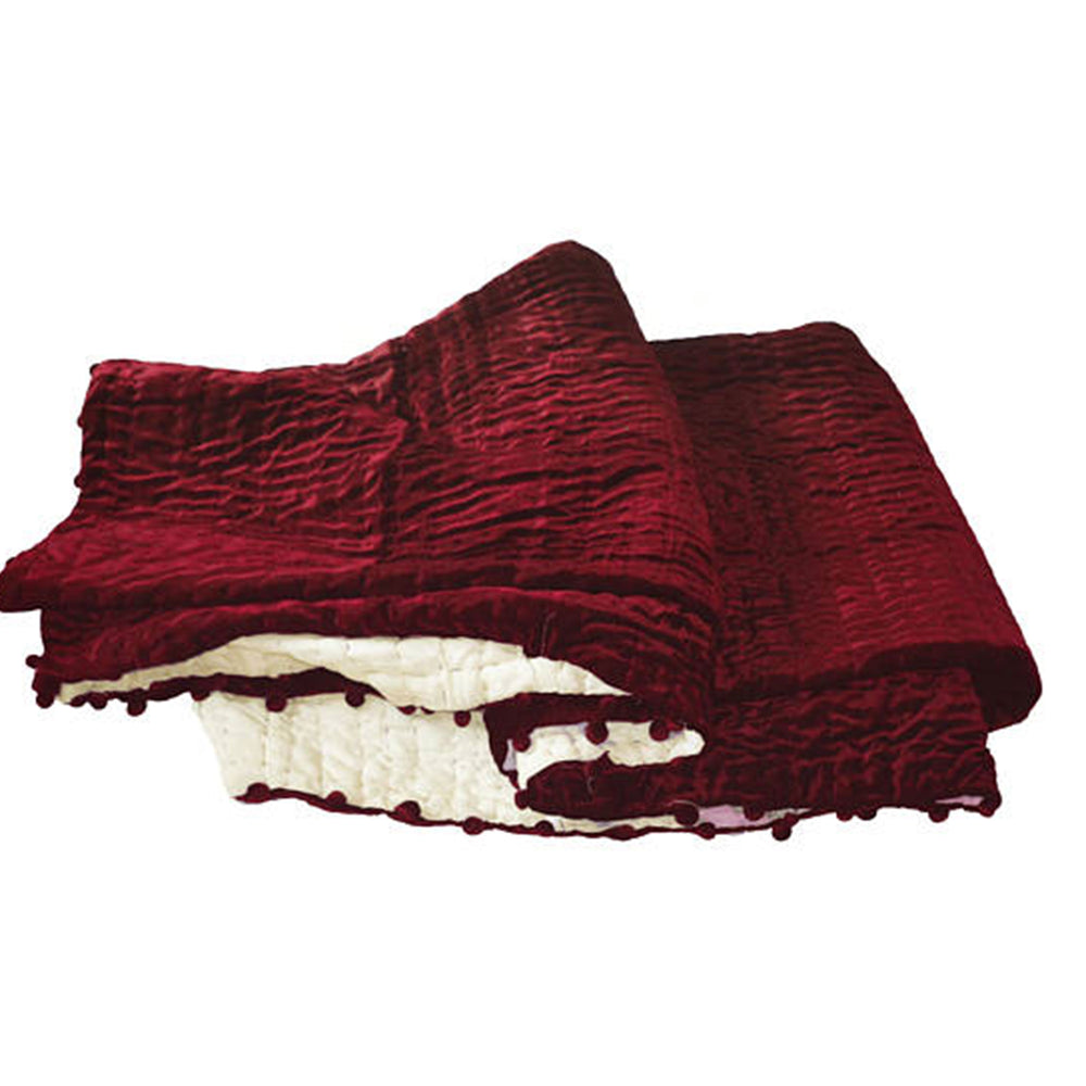 Handcrafted Deep Red Velvet Quilt | Custom Quilt | Amore Beaute