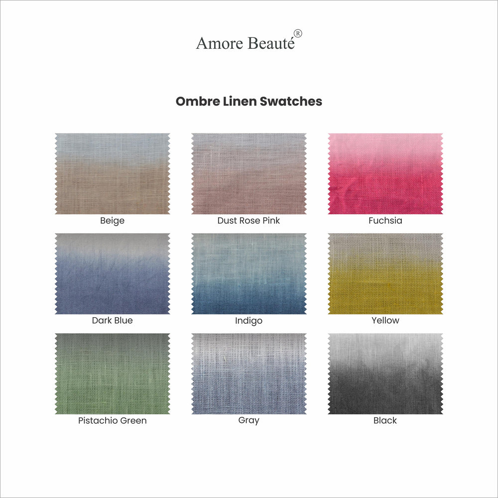 Blue Ombre Linen Curtain, Custom Curtains Drapes, Window Curtains