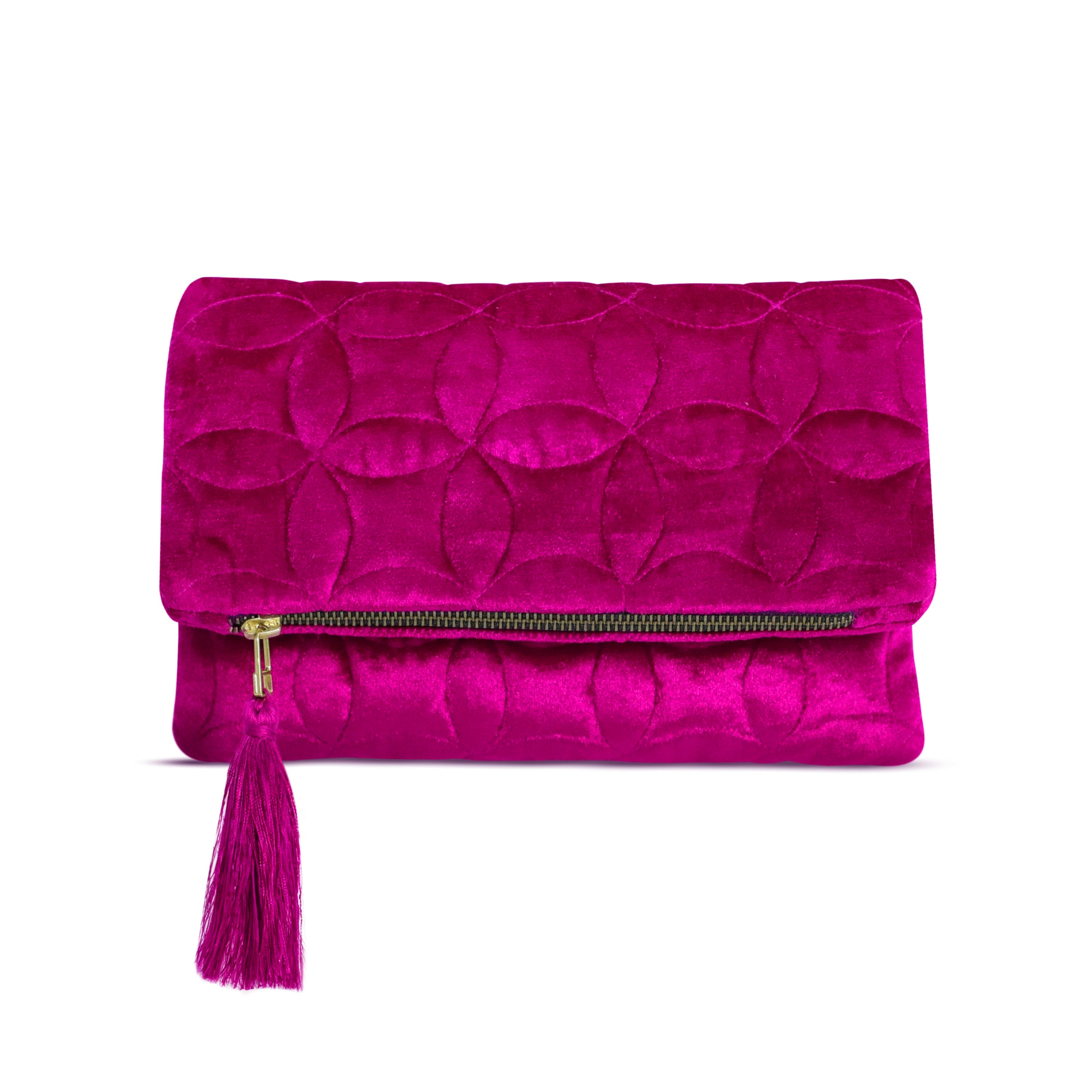 Fuchsia Velvet Fold Over Clutch, Party Purse, Wedding Purse