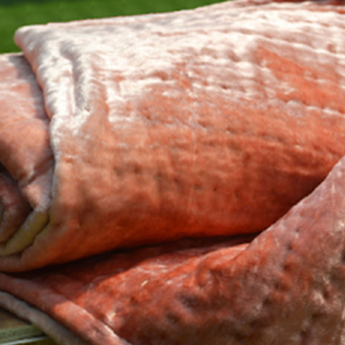 Peach Velvet Ombré Quilt | Custom Velvet Blanket | Amore Beaute