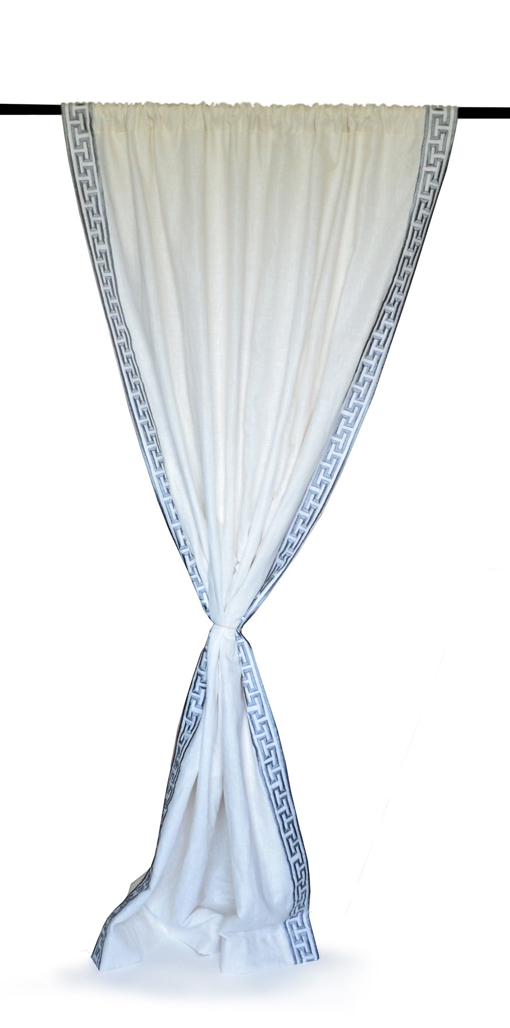 Buy customizable Greek key embroidered linen curtains and drapes ...