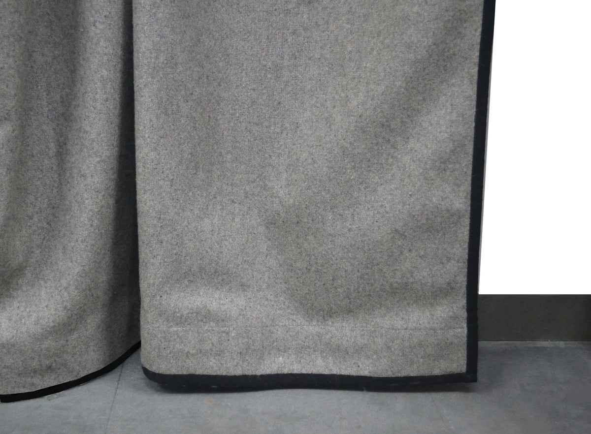 Wool Felt Curtains Finished with Trim, gray curtain, handmade curtains