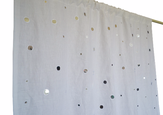 Buy embroidered luxury linen curtains with mirror embellishment – Amore ...