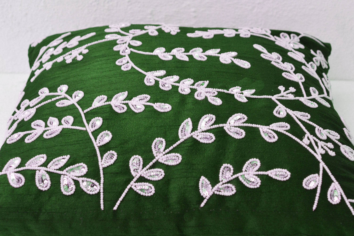Shop online for handmade emerald throw pillow with bead sequin – Amore ...