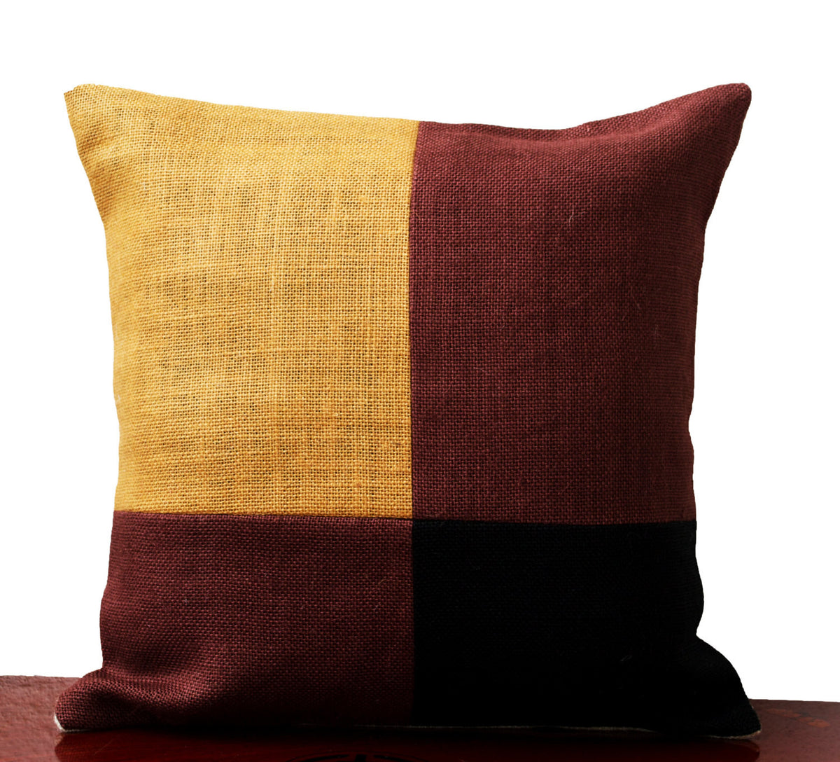 Shop for handmade throw pillows in black mustard color block design