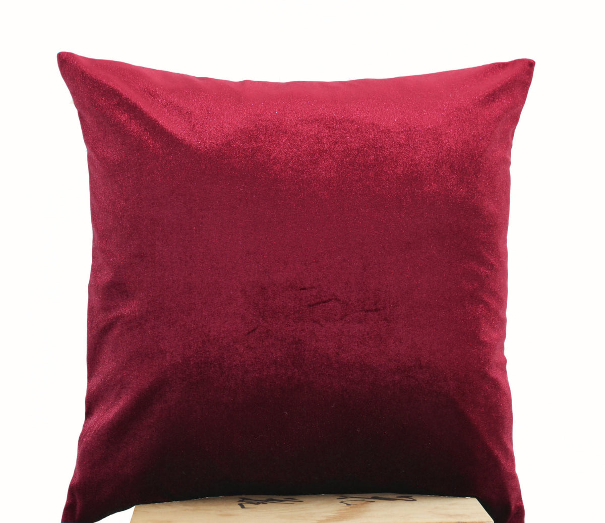 Shop online for handmade, custom red velvet pillow in oatmeal linen